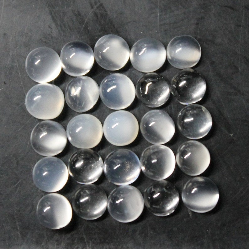 Natural White Moonstone Round (flat Back) Cabochon 4mm, 5mm, 6mm & 8mm ...