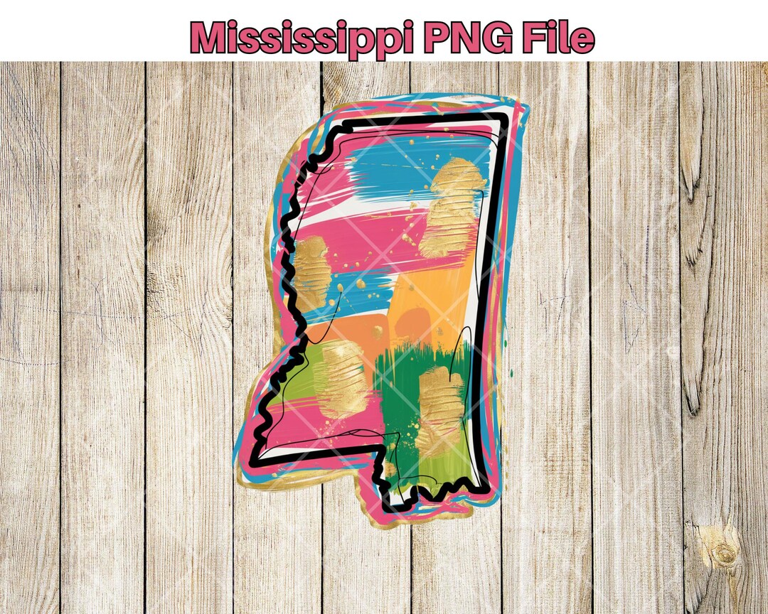 Colorful Mississippi State PNG | Custom T-shirt & Craft Design | DTF Sublimation and Eco Solvent ...