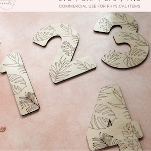 Tropical Leaves Number SVG - Laser Cut File - Laser Engraved File for ...