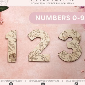Tropical Leaves Number SVG - Laser Cut File - Laser Engraved File for ...