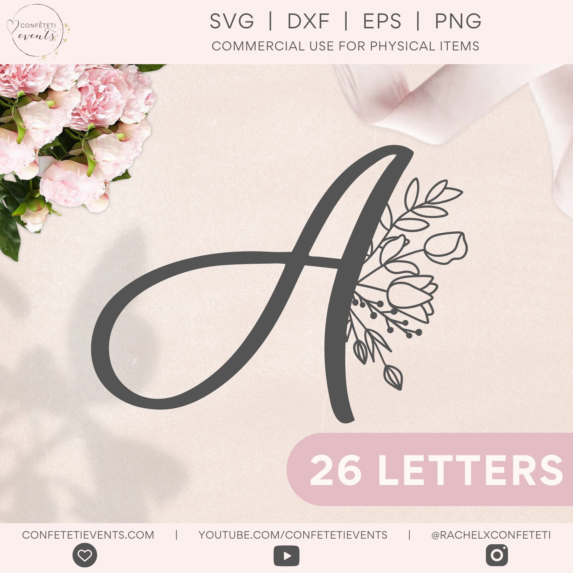 Floral Letter SVG Bundle Alphabet SVG Laser Cut File - Etsy