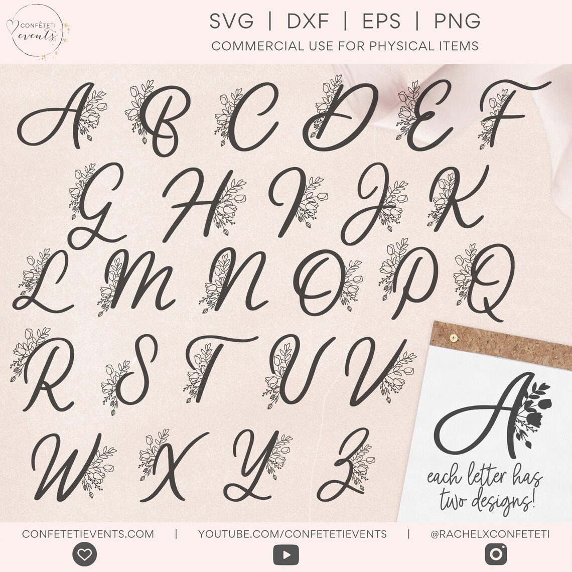 Floral Letter SVG Bundle Alphabet SVG Laser Cut File - Etsy
