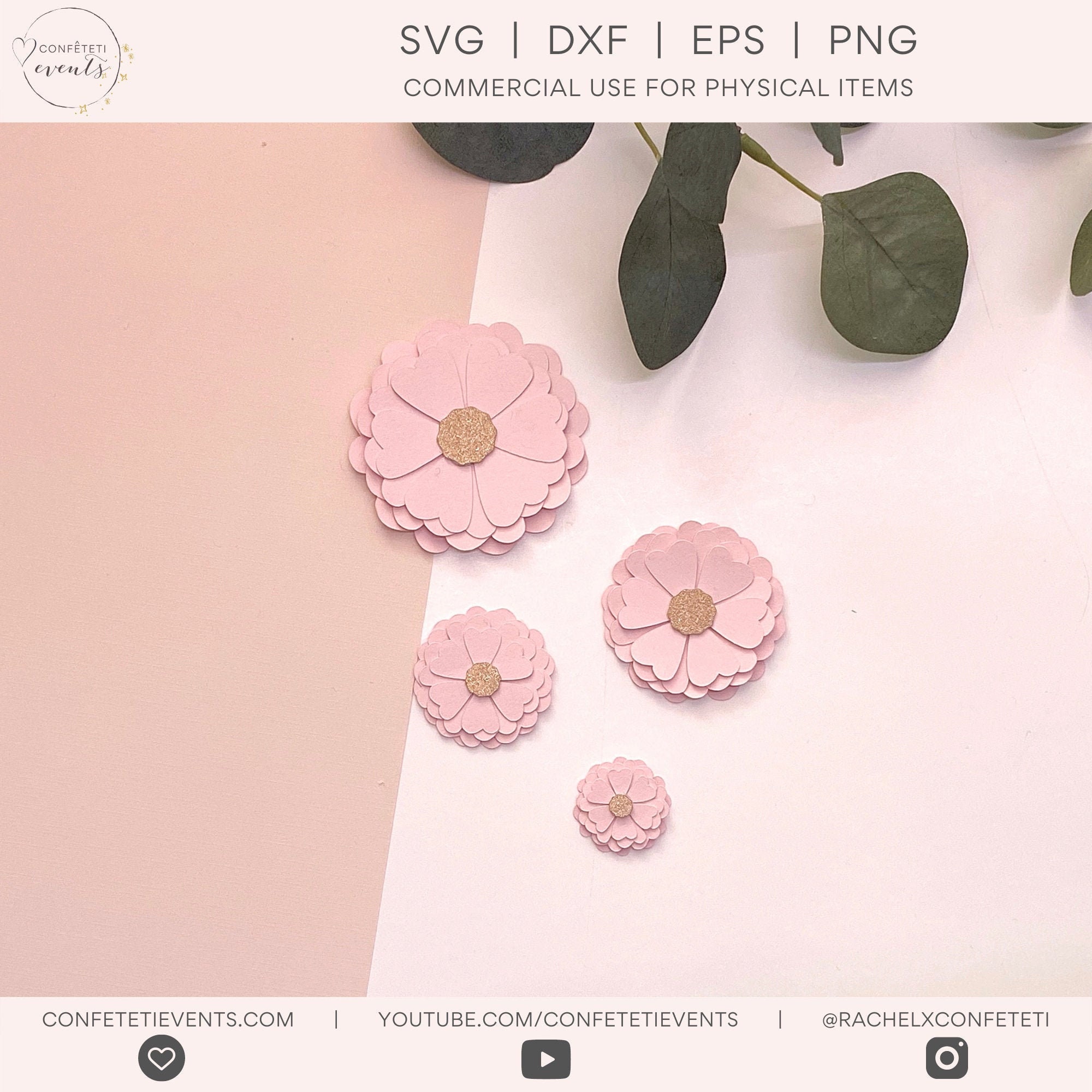 Mini Paper Flower SVG - Paper Flower SVG for Cricut - Makes 1-3 ...