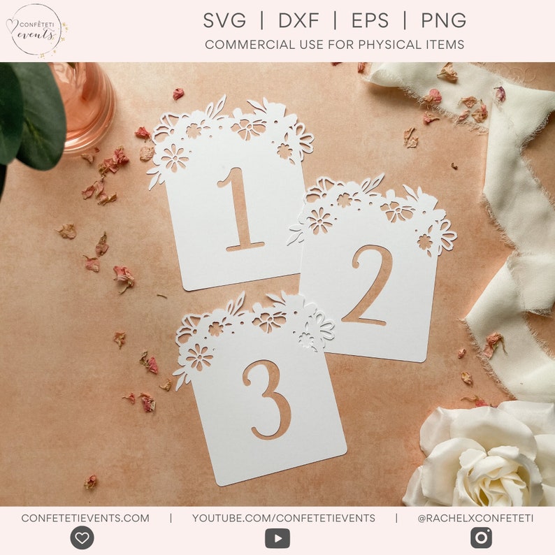 Wedding Table Numbers SVG Flowers SVG Floral SVG Wedding - Etsy