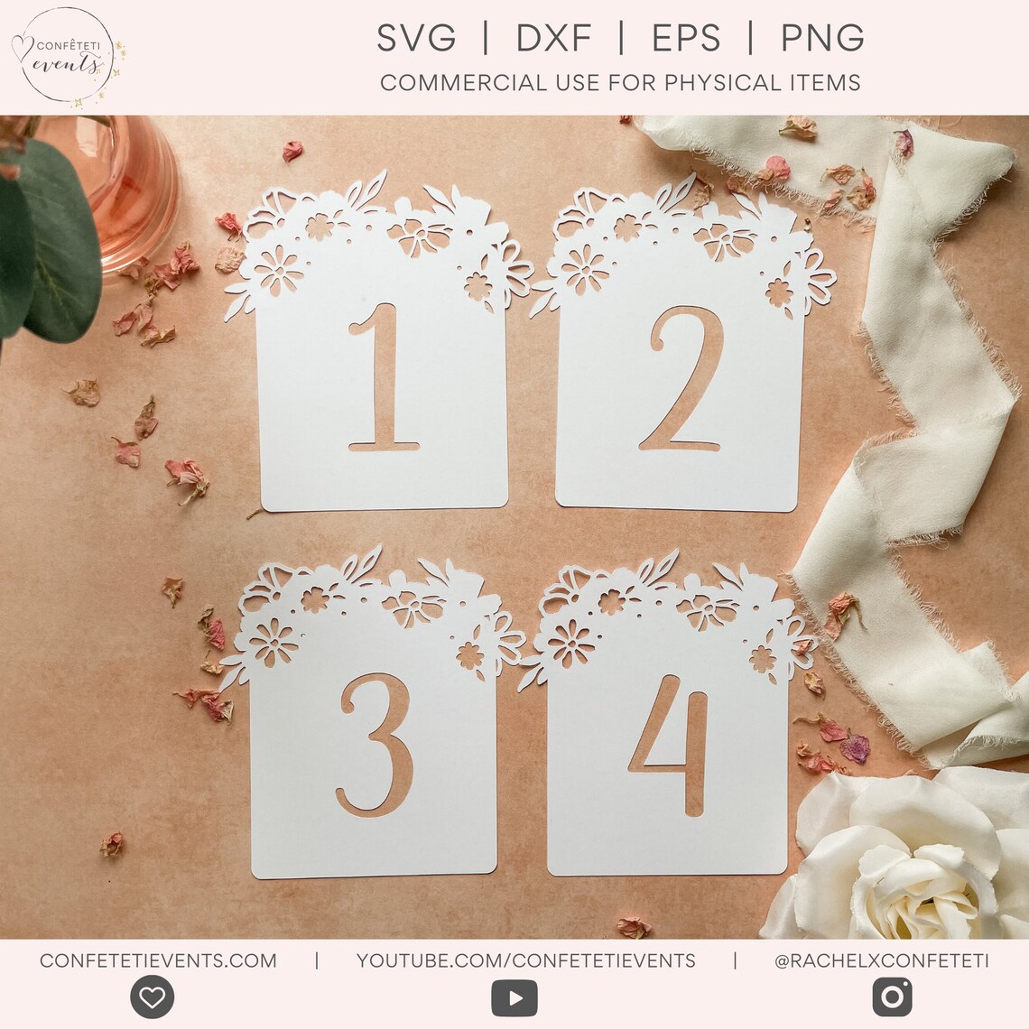 Wedding Table Numbers SVG Flowers SVG Floral SVG Wedding - Etsy