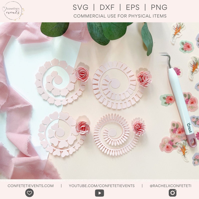 Paper Flower SVG Rolled Flower SVG Paper Flower SVG for - Etsy