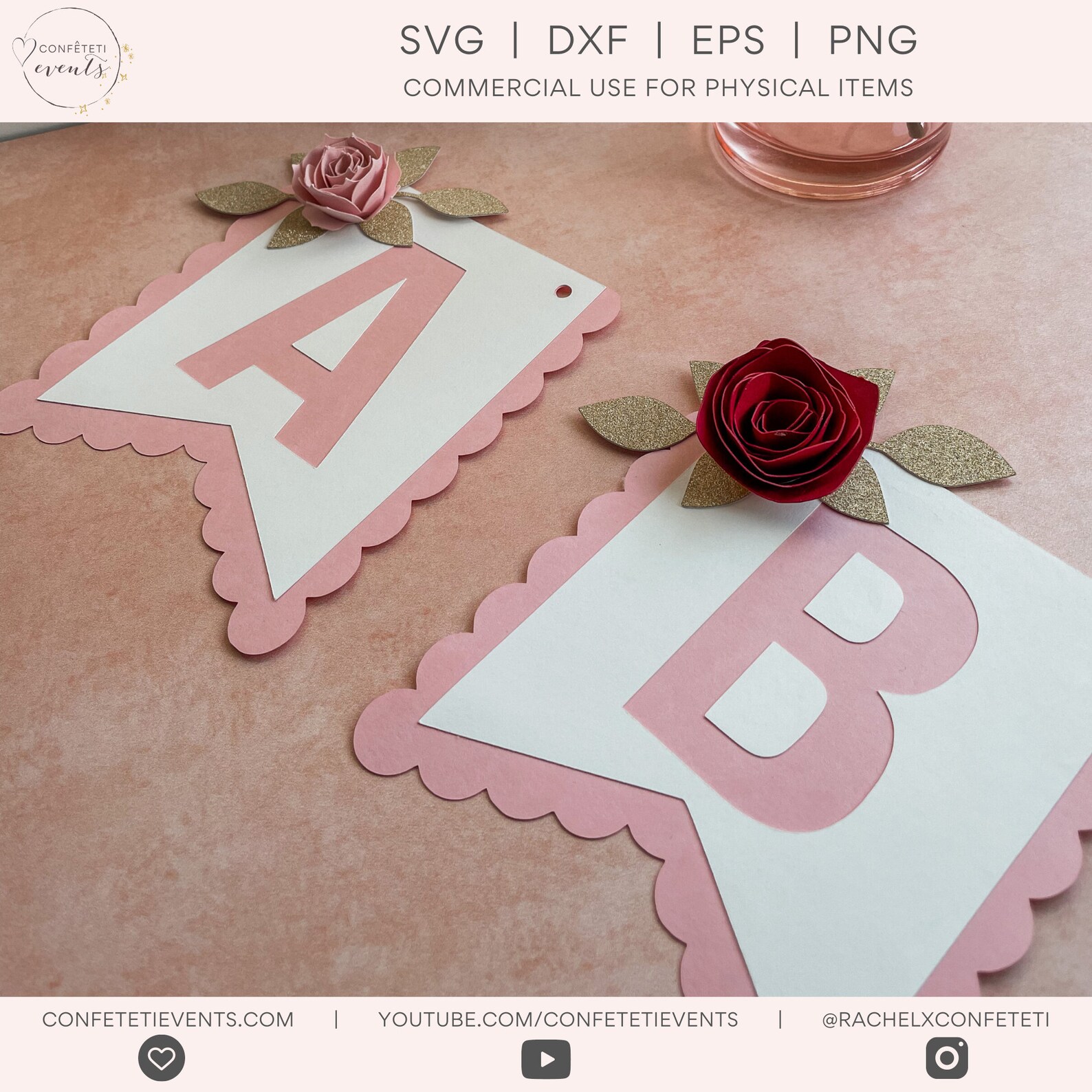 Alphabet SVG - Banner SVG - Paper Flower Banner SVG - Rolled Paper ...