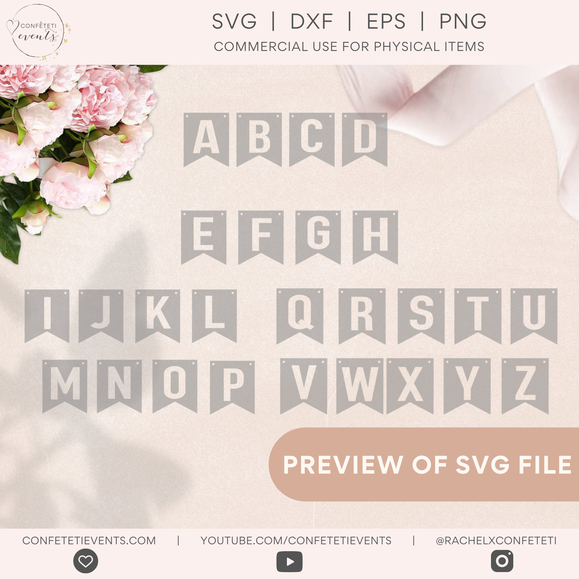 Alphabet SVG - Banner SVG - Paper Flower Banner SVG - Rolled Paper ...