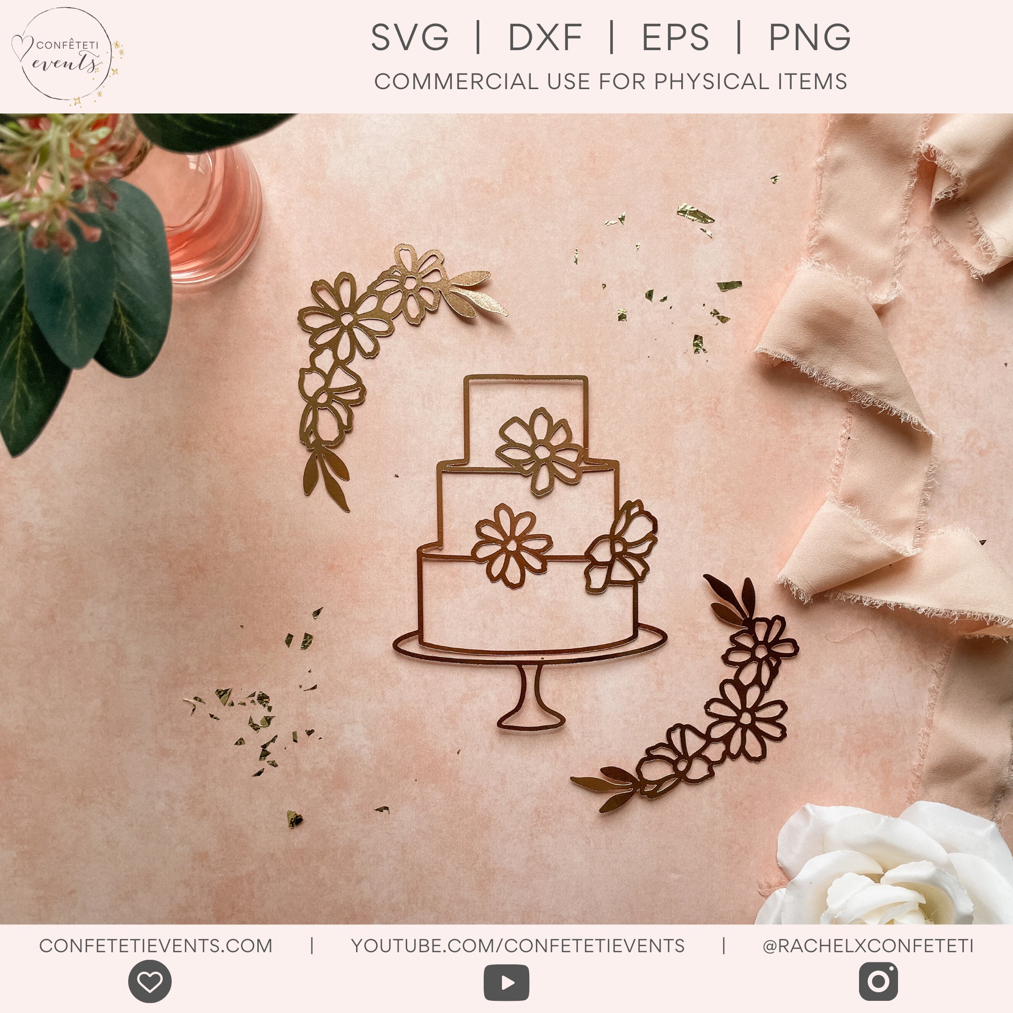 Wedding Cake SVG Floral SVG Wedding SVG Cut File Wedding - Etsy