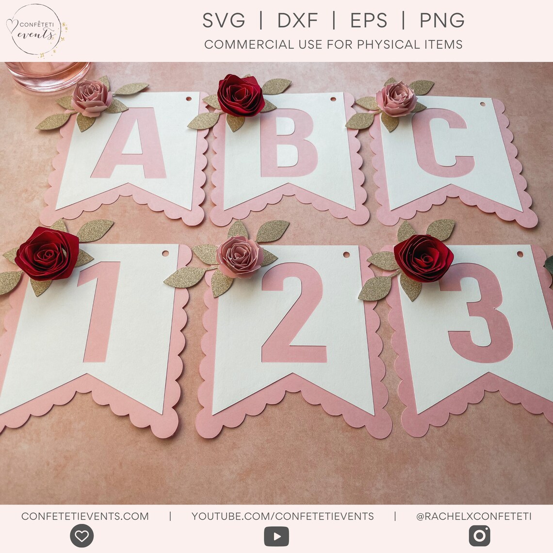 Alphabet SVG - Banner SVG - Paper Flower Banner SVG - Rolled Paper ...