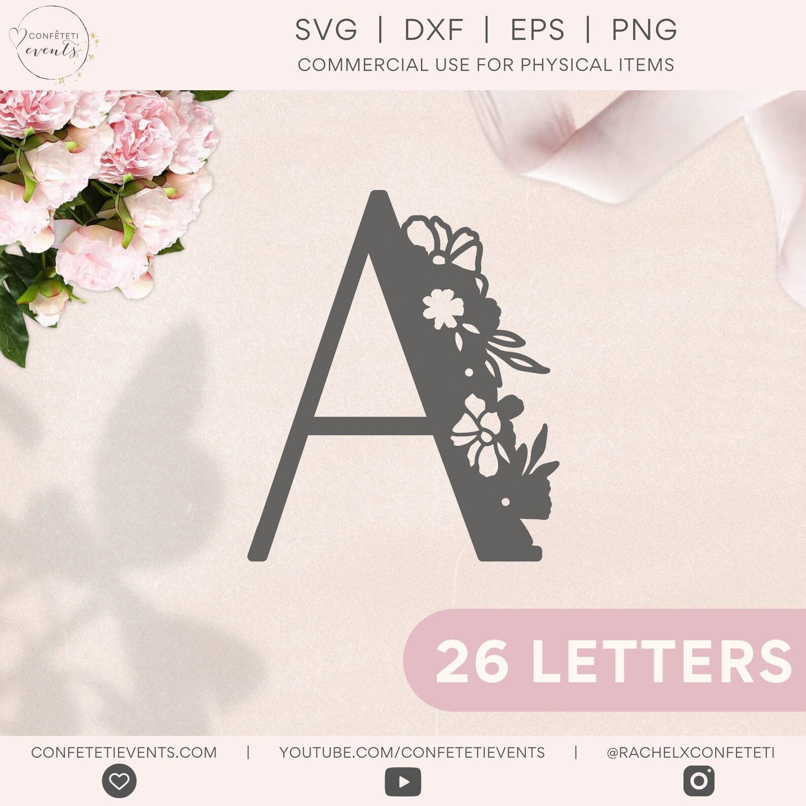 Floral Letters SVG Floral SVG Monogram SVG for Cricut - Etsy