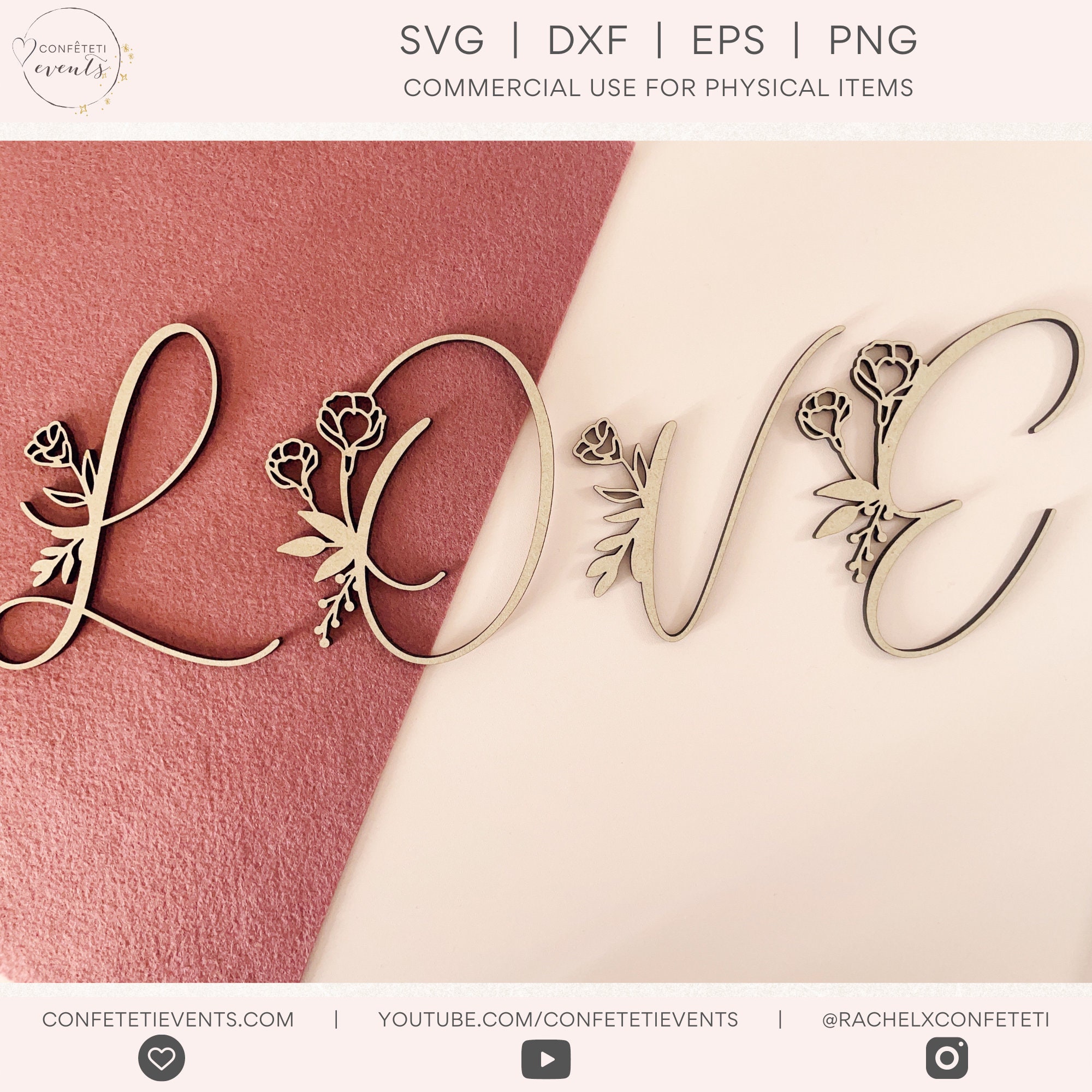Floral Love Svg Laser Cut File Glowforge Files Glowforge Etsy Australia