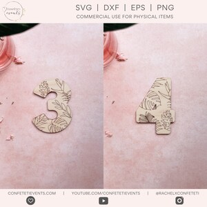 Tropical Leaves Number SVG - Laser Cut File - Laser Engraved File for ...