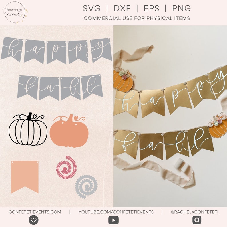 Fall SVG Sign Fall Banner SVG Floral Pumpkin SVG Happy - Etsy