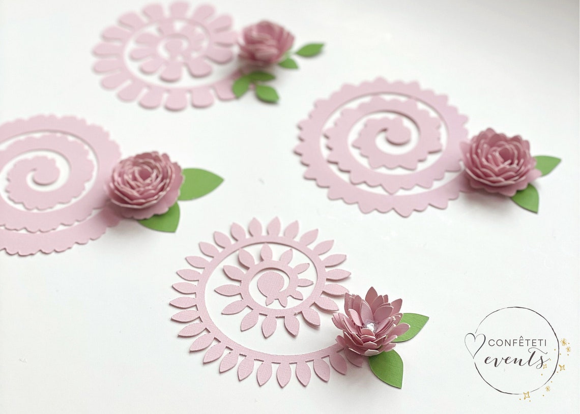 Paper Flower SVG Rolled Flower SVG Paper Flower Template - Etsy