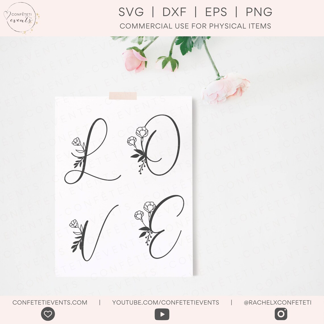 Floral Love SVG Laser Cut File Glowforge Files Glowforge - Etsy