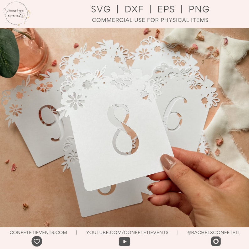 Wedding Table Numbers SVG Flowers SVG Floral SVG Wedding - Etsy