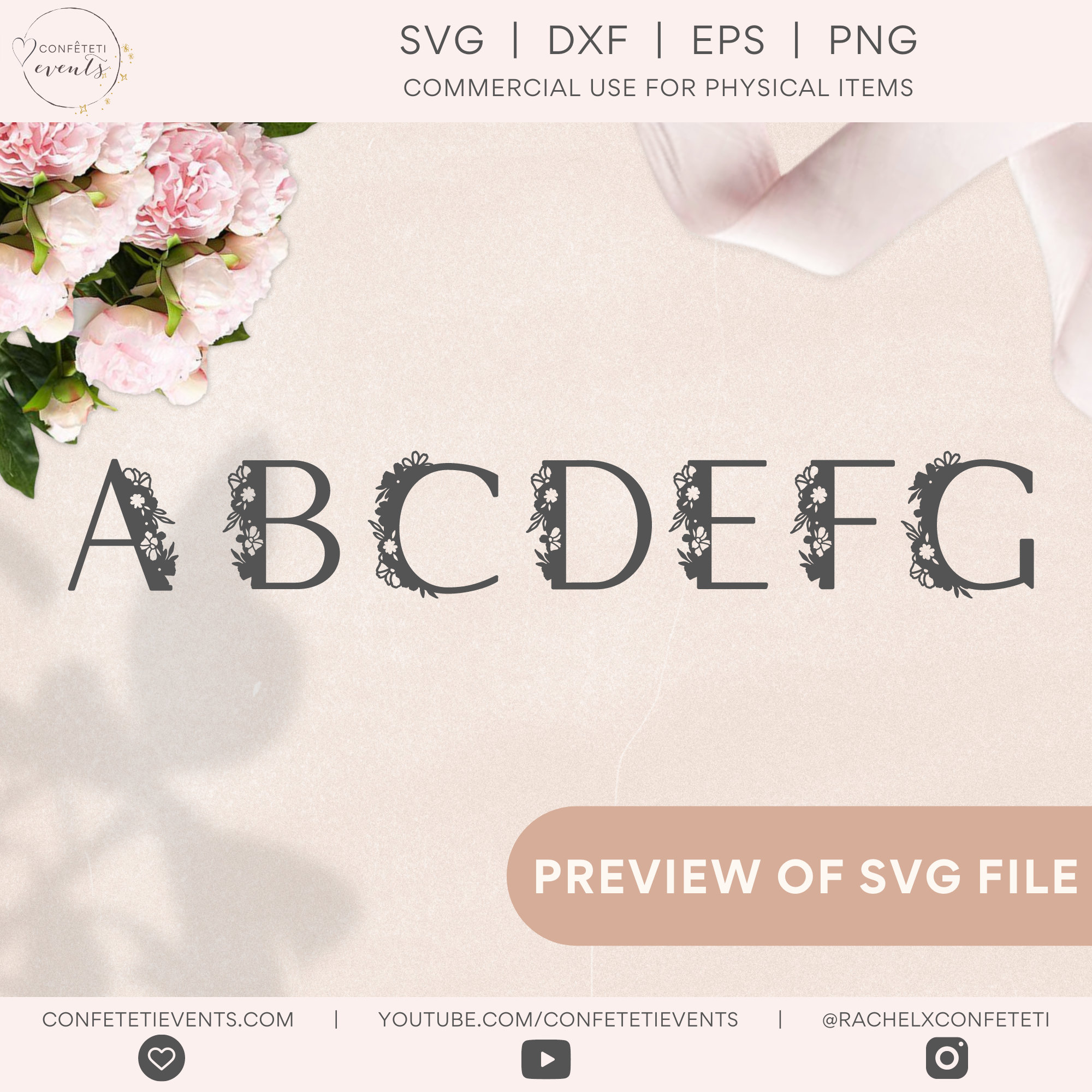 Floral Letters SVG Floral SVG Monogram SVG for Cricut - Etsy