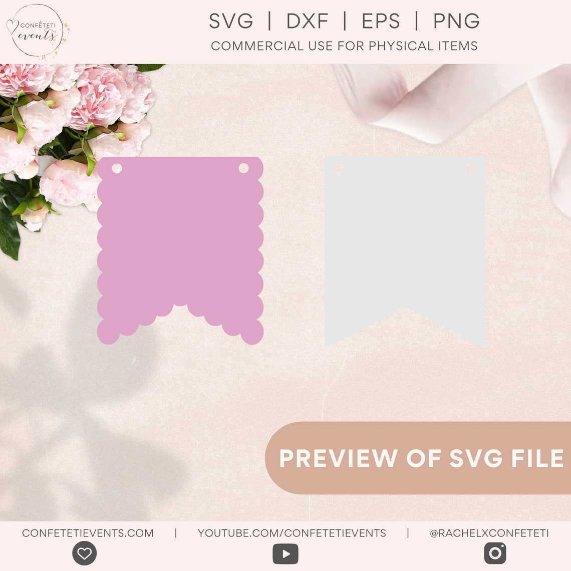 Banner SVG - Alphabet SVG - Floral Banner SVG - Paper Flower Banner Svg ...
