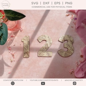 Tropical Leaves Number SVG - Laser Cut File - Laser Engraved File for ...
