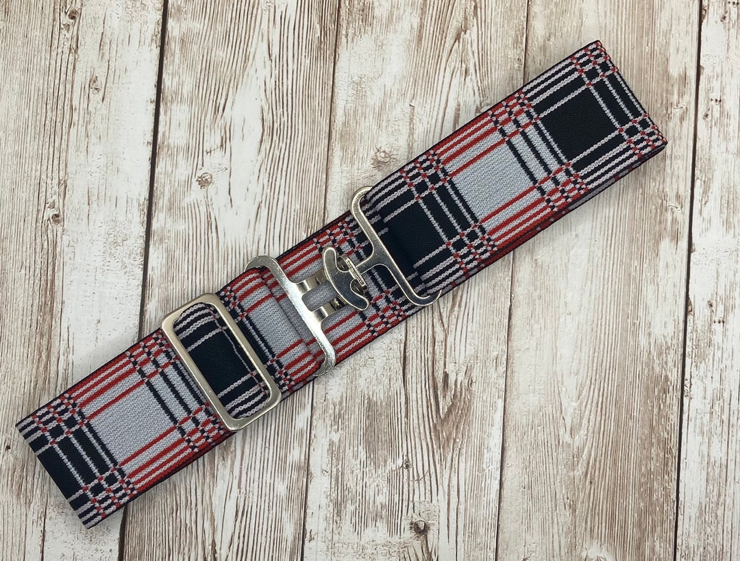 1.5 RED, GRAY and BLACK Plaid Equestrian Belt Riding Belt Surcingle ...