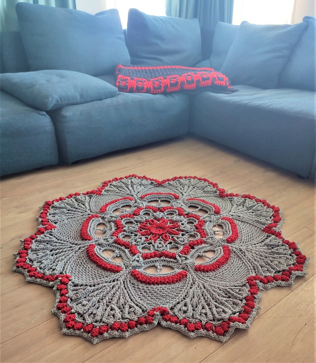 Crochet Carpet for the Living Room. Crochet Round Rug. Knitted Mat ...
