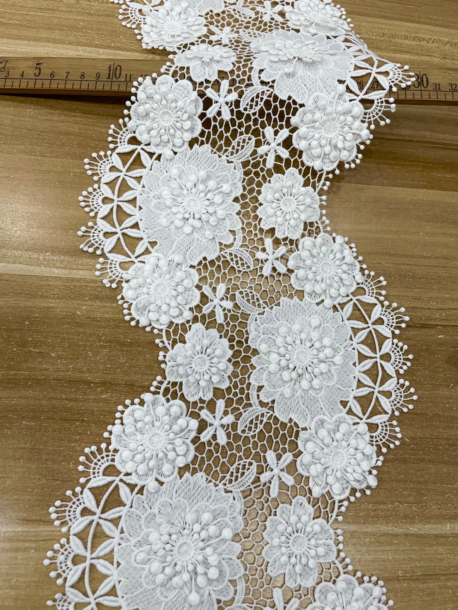 Luxury Handmade 3D Top Floral Lace Exquisite Venice Design Bridal High ...