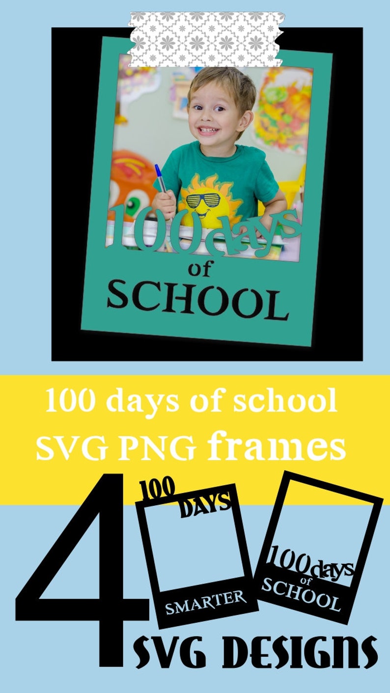 100 Days of School SVG and PNG Instant Photo Picture Frames. - Etsy