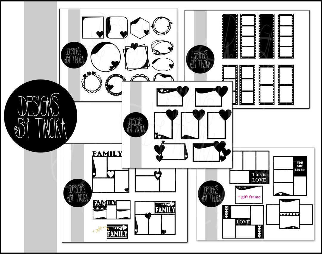 Picture Frame SVG Templates Bundle. Photo Frame Designs Decorated With ...