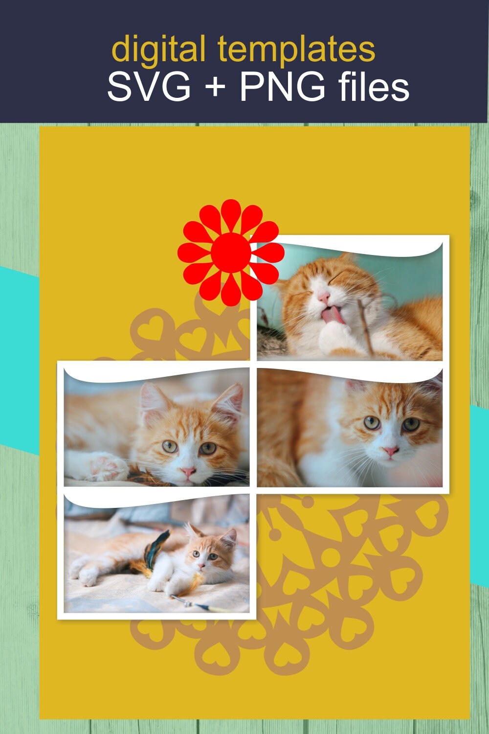 4 Picture Collage Frame Bundle SVG Files for Cricut and PNG | Etsy