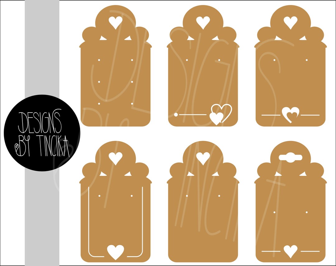 Earring Card SVG PNG Bundle 3 Hearts - Etsy