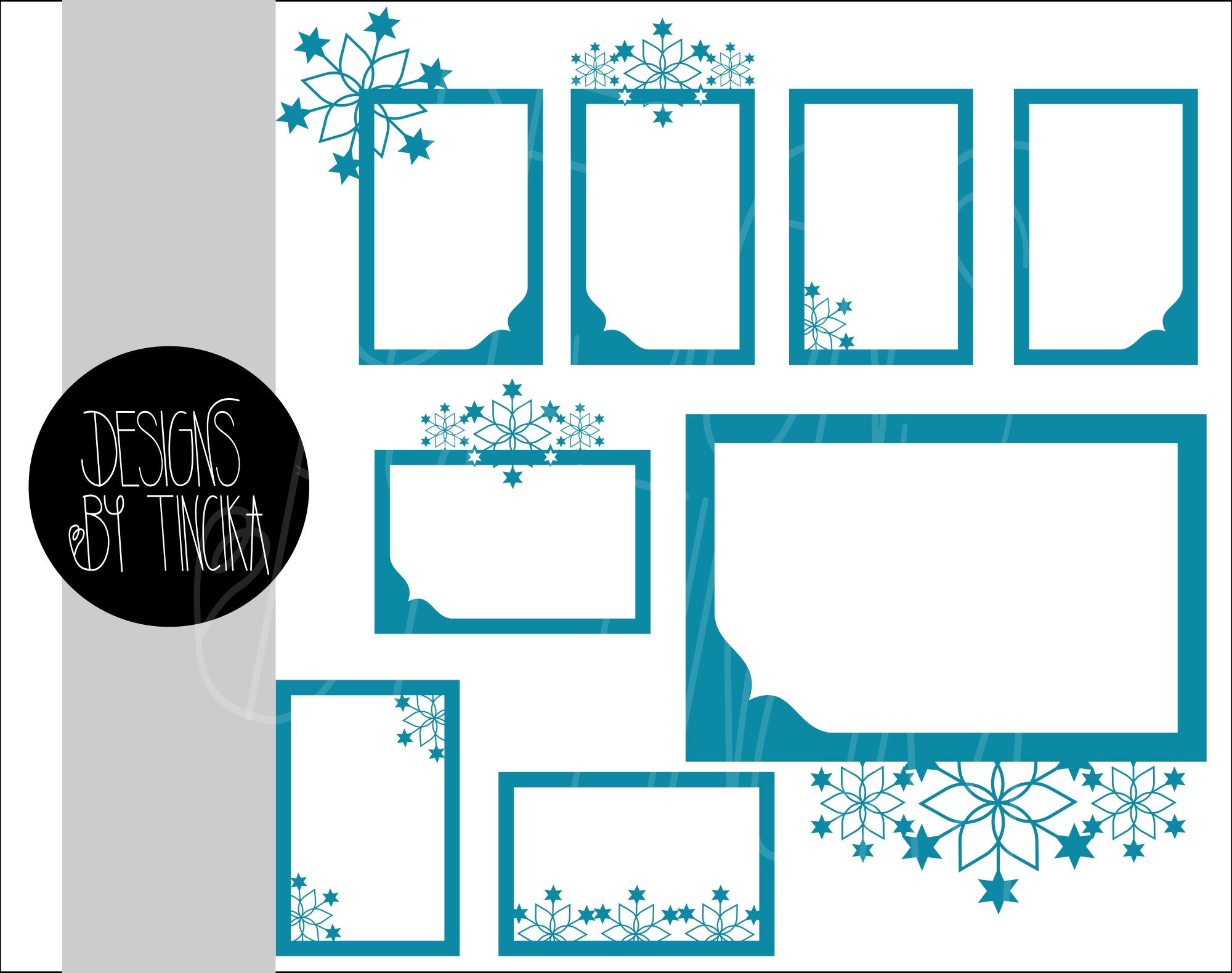 Snowflake SVG PNG Picture Frame Bundle. Winter Photo Frame - Etsy