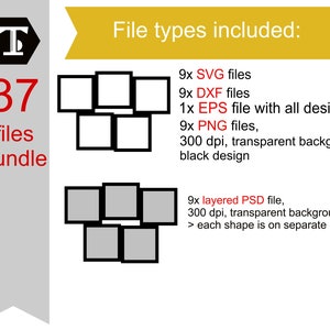 3x3 Picture Collage Frames Bold - SVG Files for Cricut, Layered PSD ...