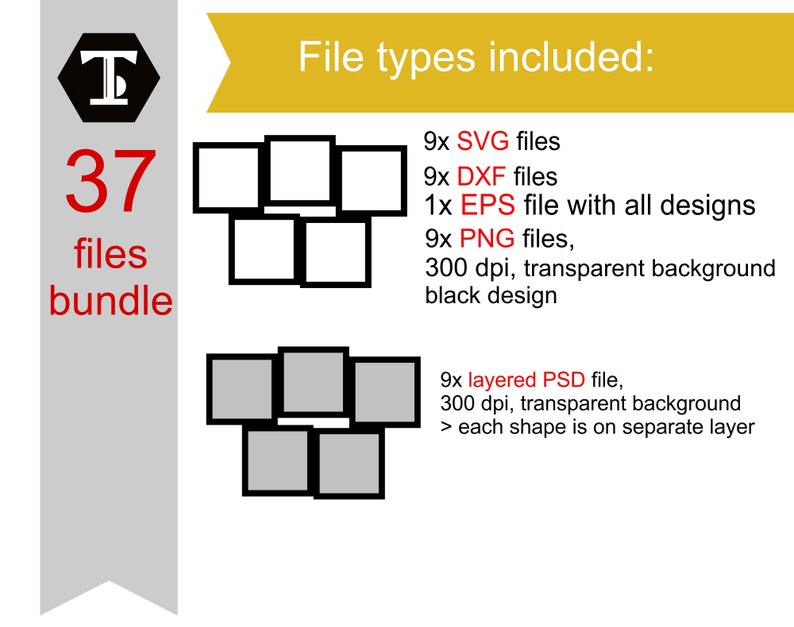 3x3 Photo Collage Frames SVG Bundle: DIY Clipart Templates (digital ...