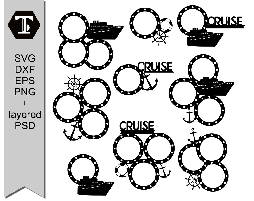 Cruise Themed Picture Collage Frames Bundle, SVG Files for Cricut and ...