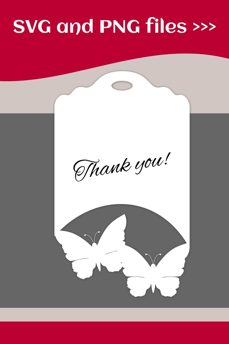Tag SVG PNG Decorated With Butterfly. Christmas Gift Tag SVG | Etsy