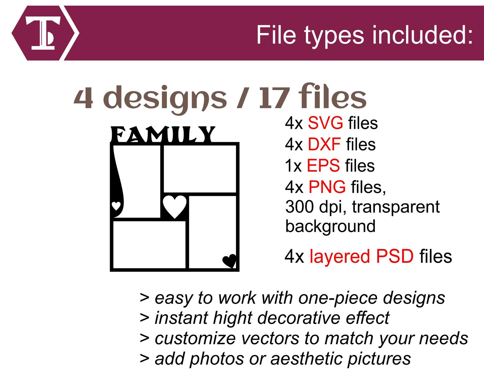 Family Photo Collage Frame SVG: Cricut & PNG Templates - Etsy