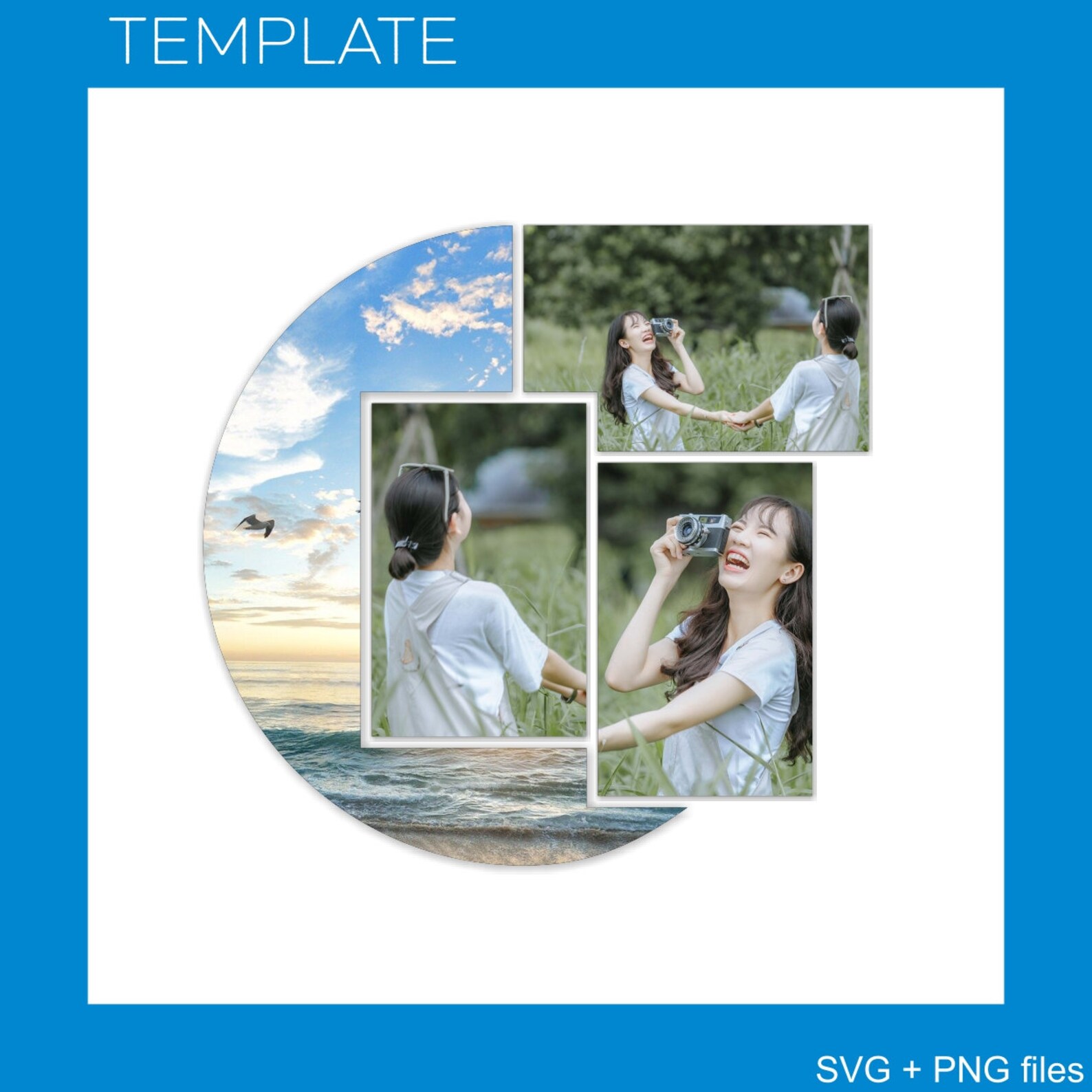 Photo collage template or digital scrapbooking layout bundle | Etsy