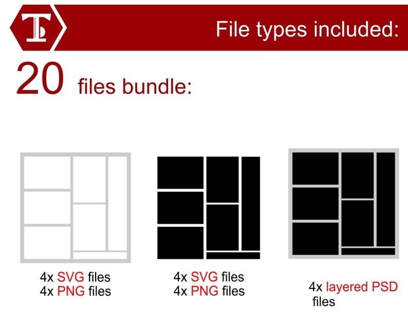 Scrapbook Layout Template: Photo Collage Bundle (SVG, PNG, PSD) - Etsy
