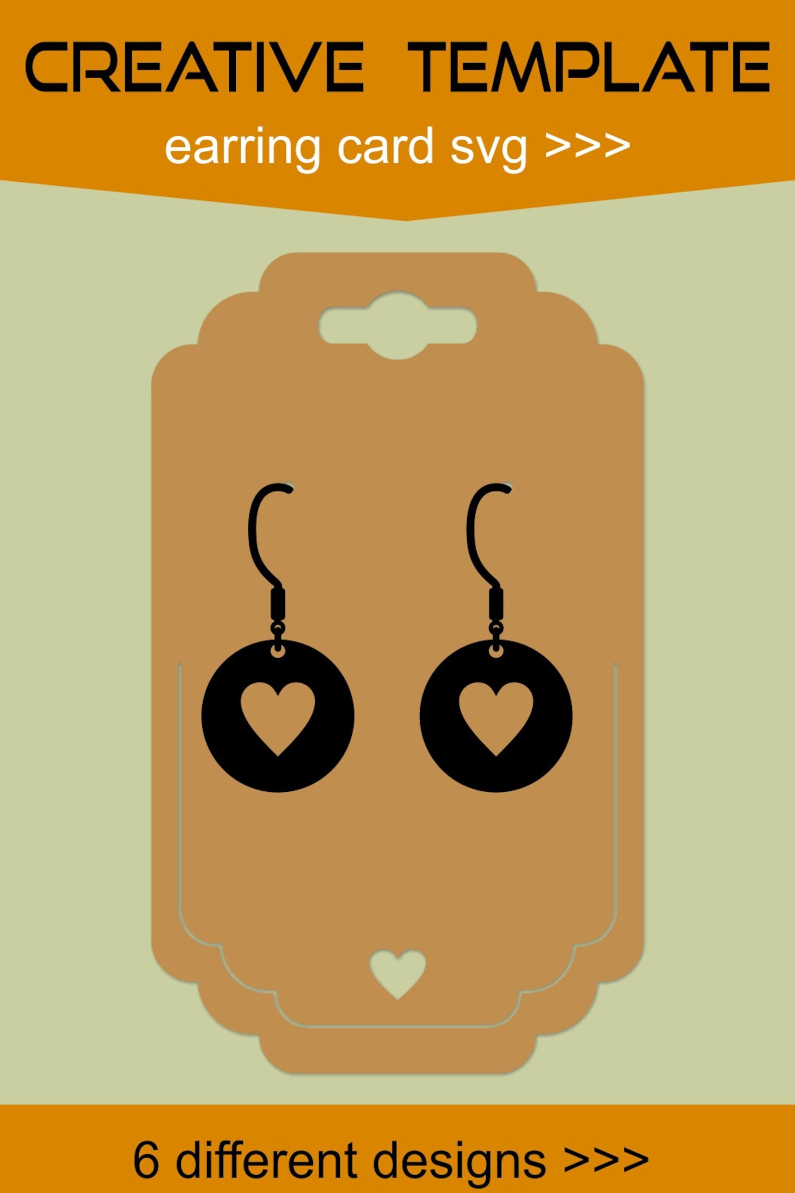 Earring Card SVG PNG Bundle 8 Elegant With Hearts | Etsy