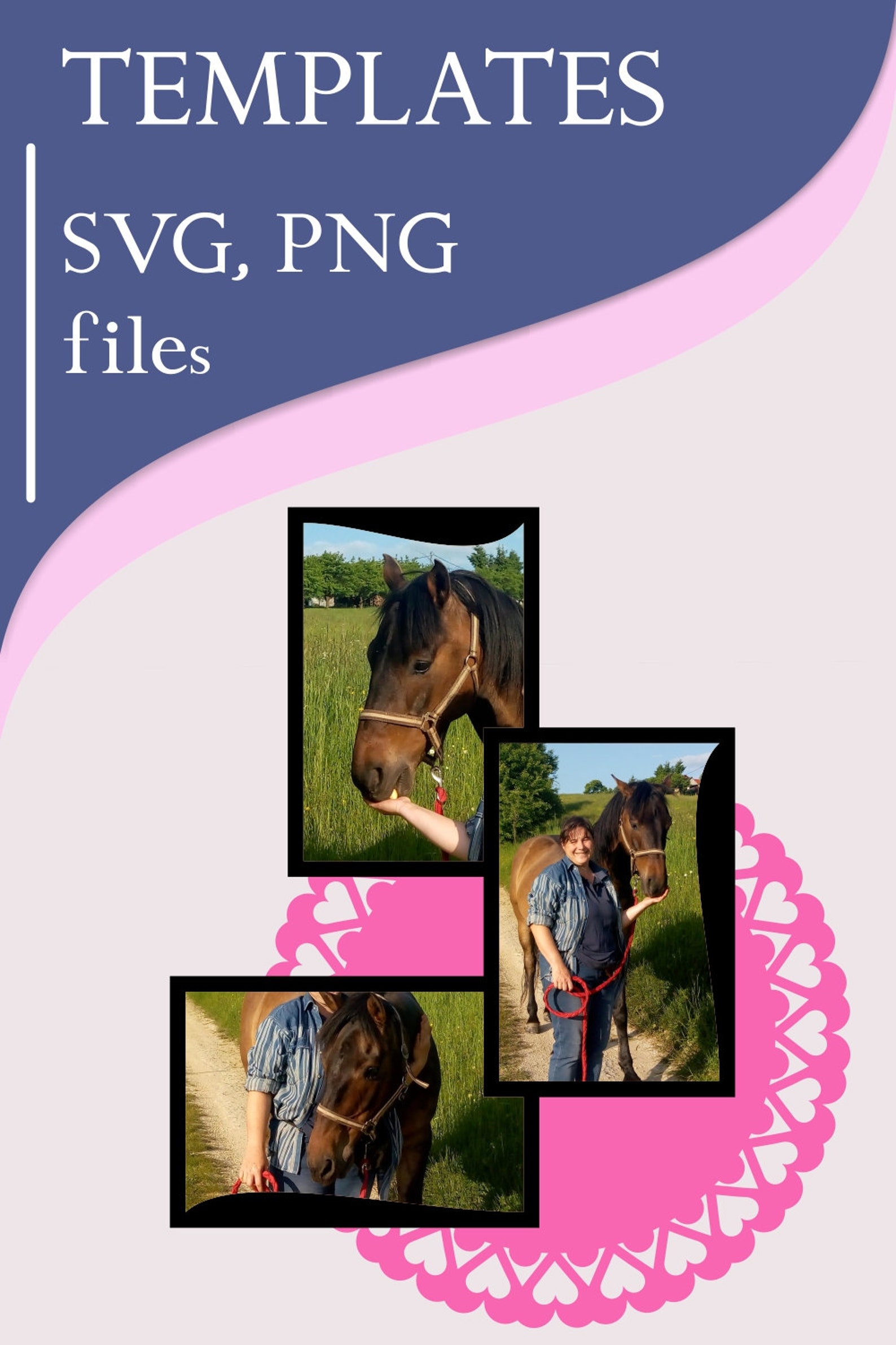 3 Picture Collage Frame Bundle, SVG Files for Cricut and PNG Black ...