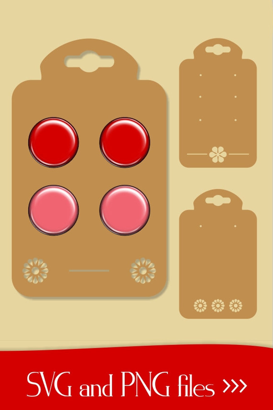 Earring Card SVG PNG Bundle 5 Flowers - Etsy