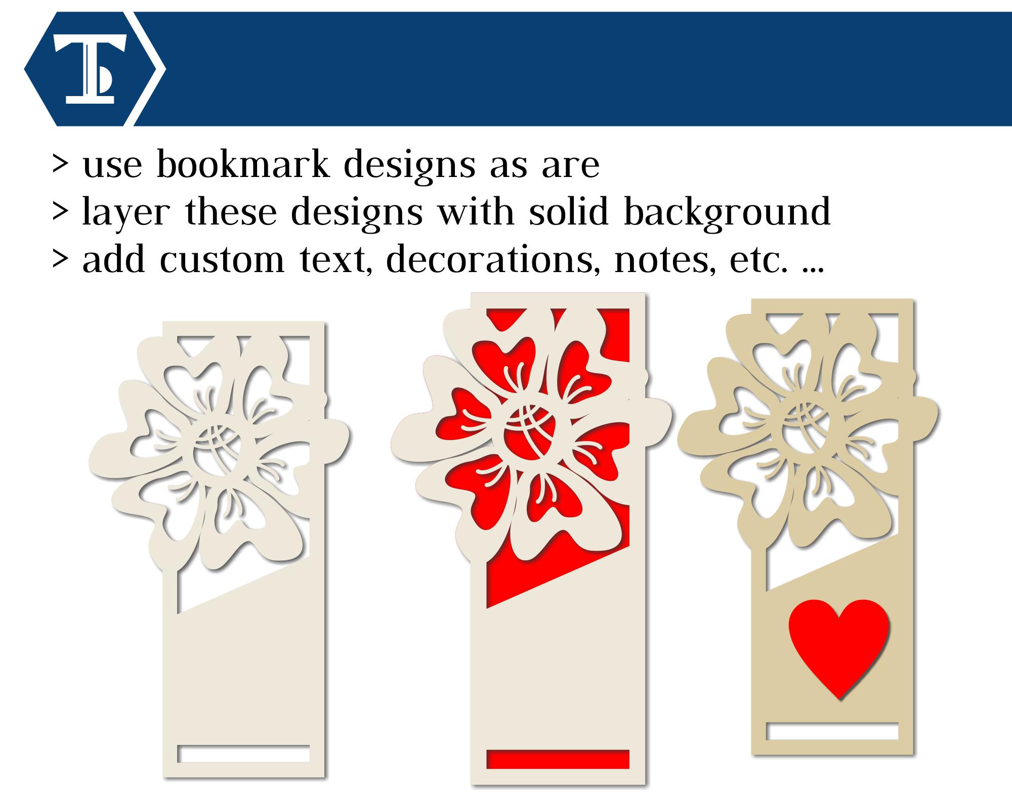 DIY Bookmark Templates, Oversized Floral Elements (svg, Dxf, Eps, Png ...