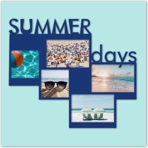 Photo Collage Template Set HELLO SUMMER, Multi-photo Picture Frames ...