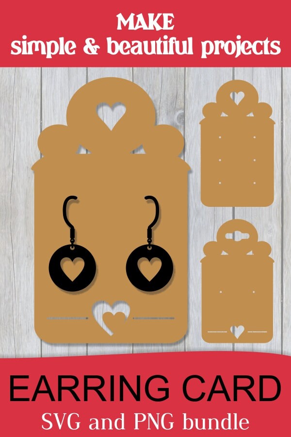 Earring card SVG PNG bundle 3 hearts | Etsy