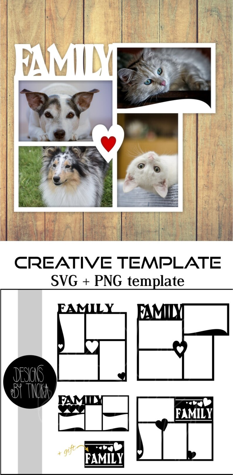 Family Pictures Collage Frame SVG. Files for Cricut and PNG - Etsy Canada