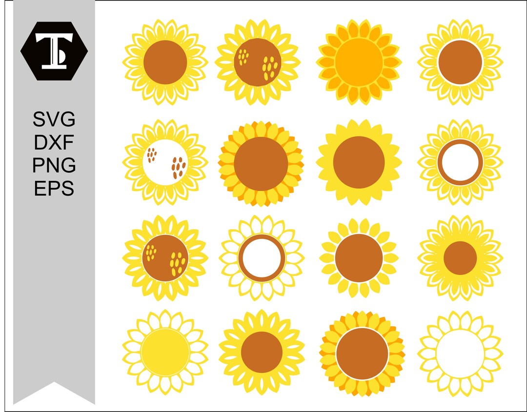 Sunflower SVG DXF and PNG Clipart Bundle Colorful Cut Files - Etsy