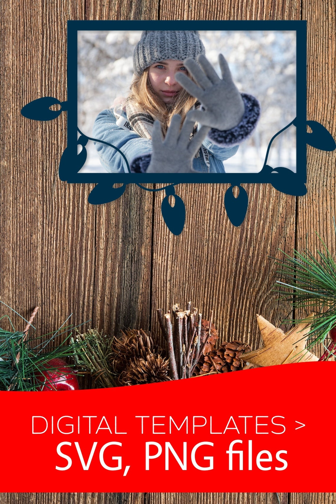 Christmas Lights SVG and PNG Picture Frames Cut Files for - Etsy