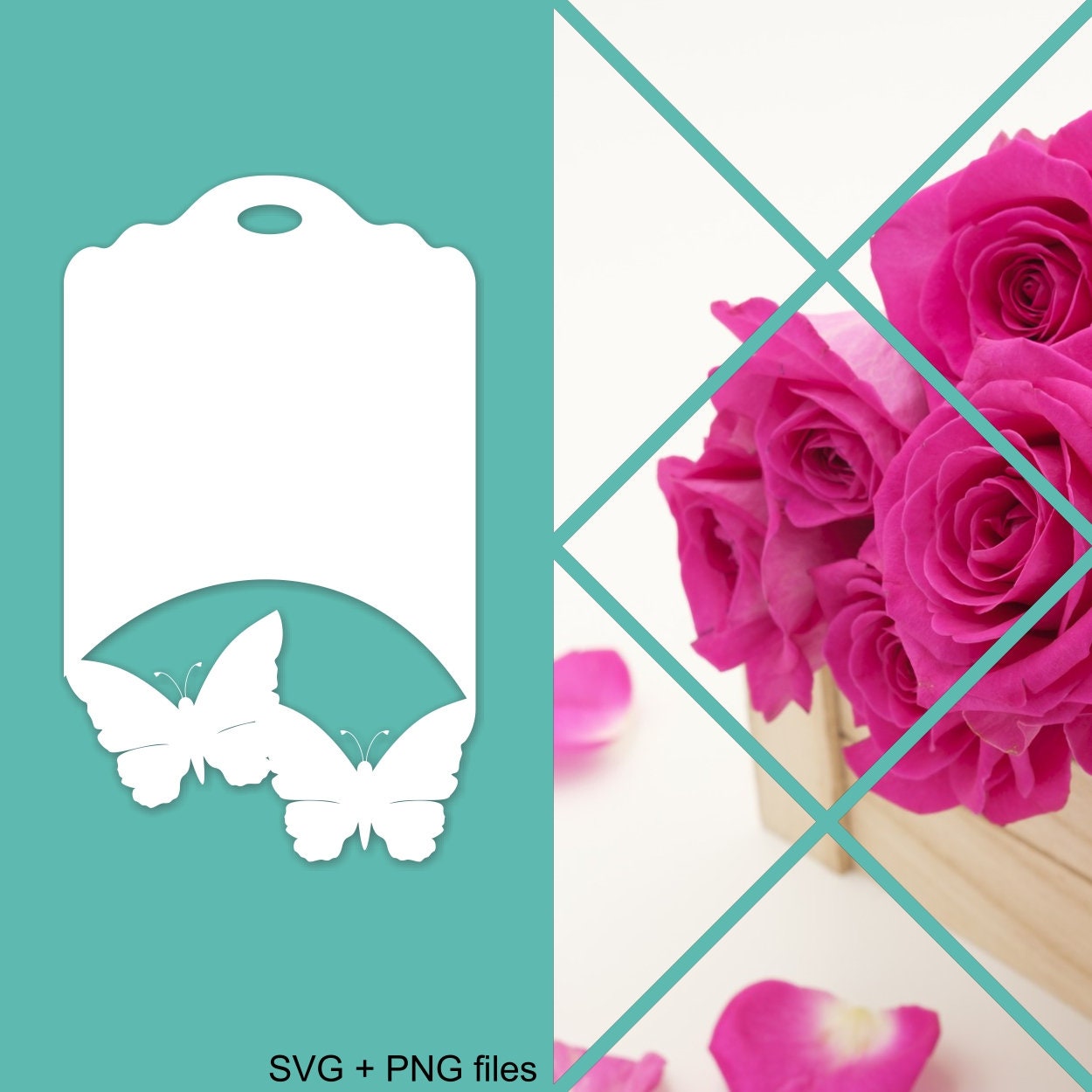 Tag SVG PNG Decorated With Butterfly. Christmas Gift Tag SVG - Etsy