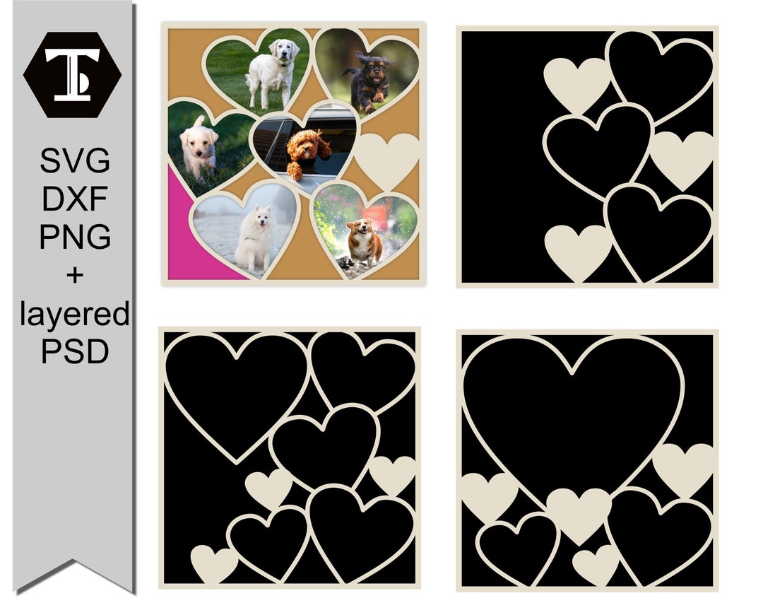 Heart Layout Photo Collage Template or Digital Scrapbooking Layout, SVG ...
